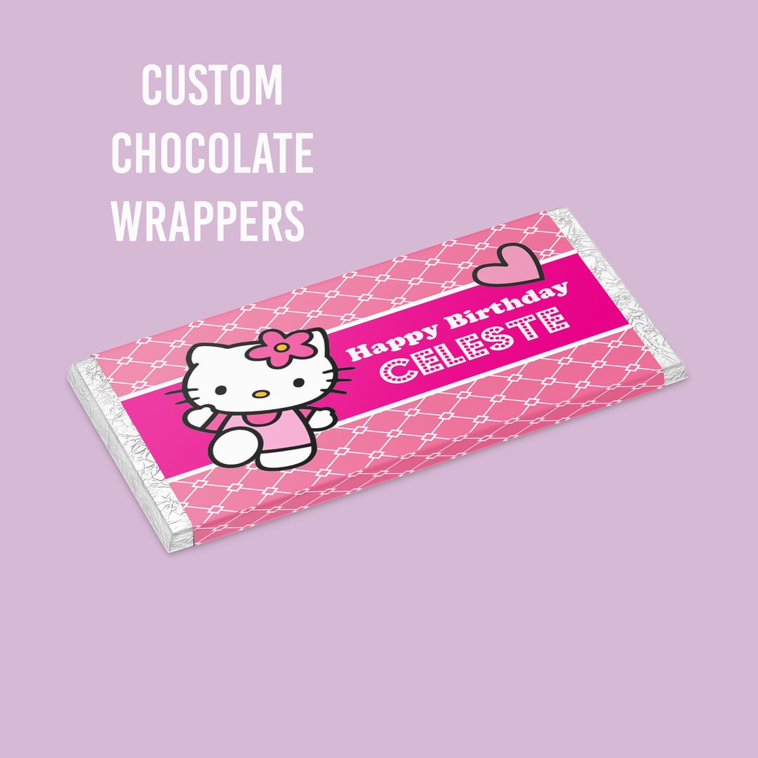 10 X Chocolate Wrappers - Kawaii Hello Kitty - Party Favours - Printed ...