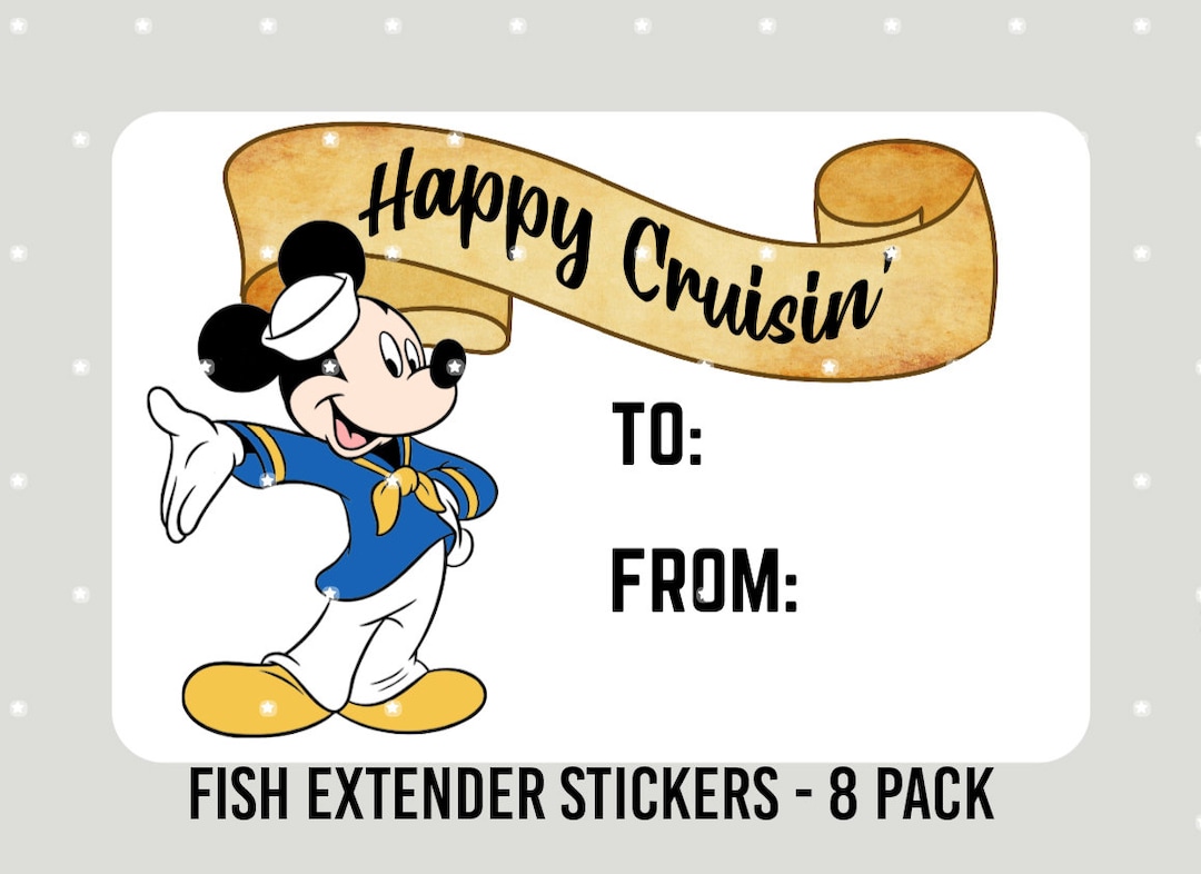 Disney Mickey Fish Extender Gift Exchange Sticker Tags 8 Pack - Add ...
