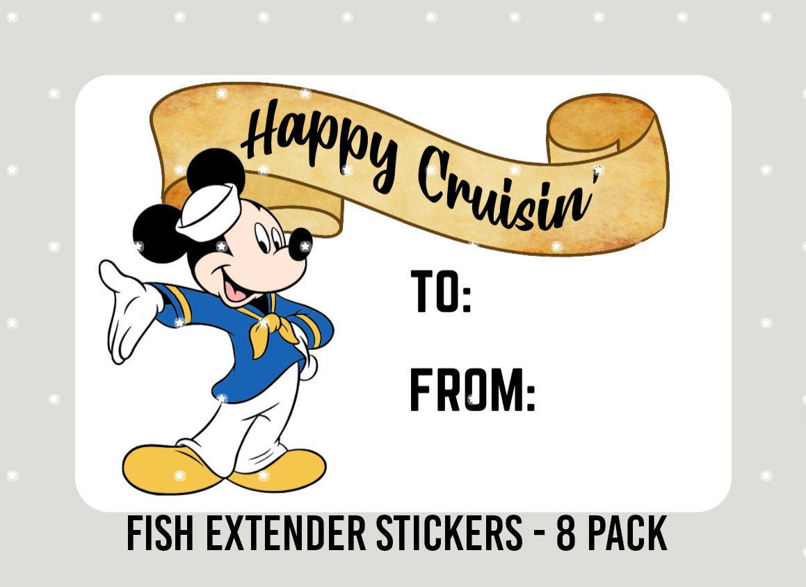 Disney Mickey Fish Extender Gift Exchange Sticker Tags 8 Pack - Add ...