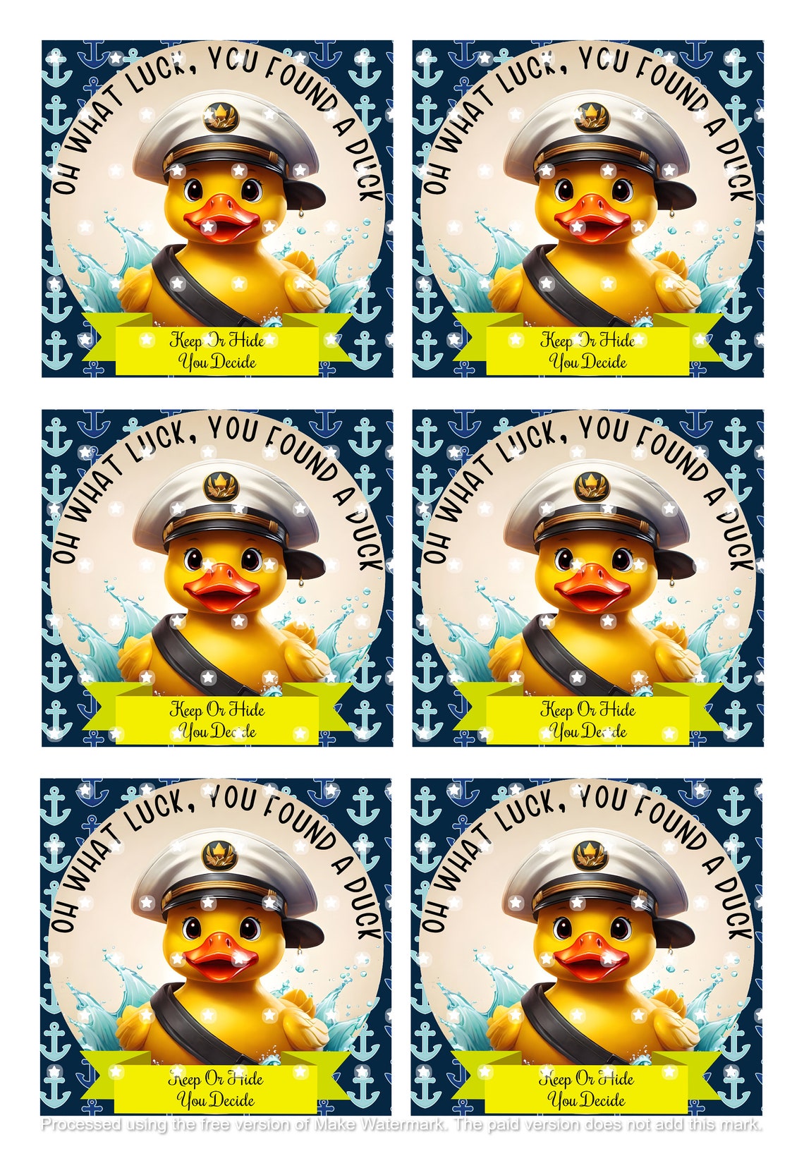Cruise Duck Tags Printable, Cute Rubber Duck Stickers (digital Download ...