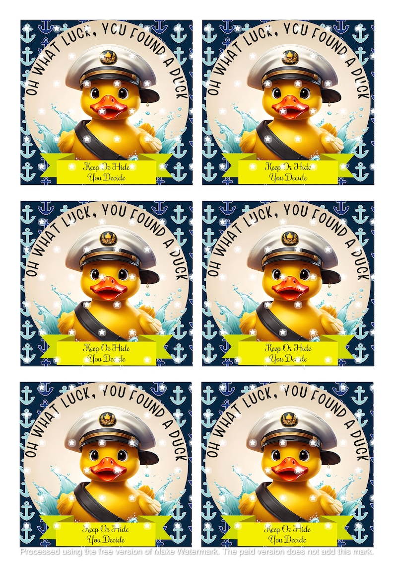 Cruise Duck Tags Printable, Cute Rubber Duck Stickers (digital Download ...