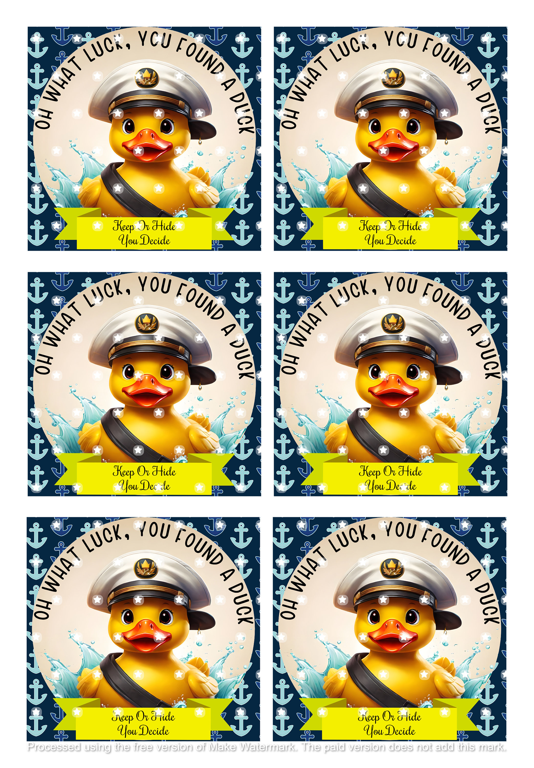 Cruise Duck Tags Printable, Cute Rubber Duck Stickers (digital Download ...