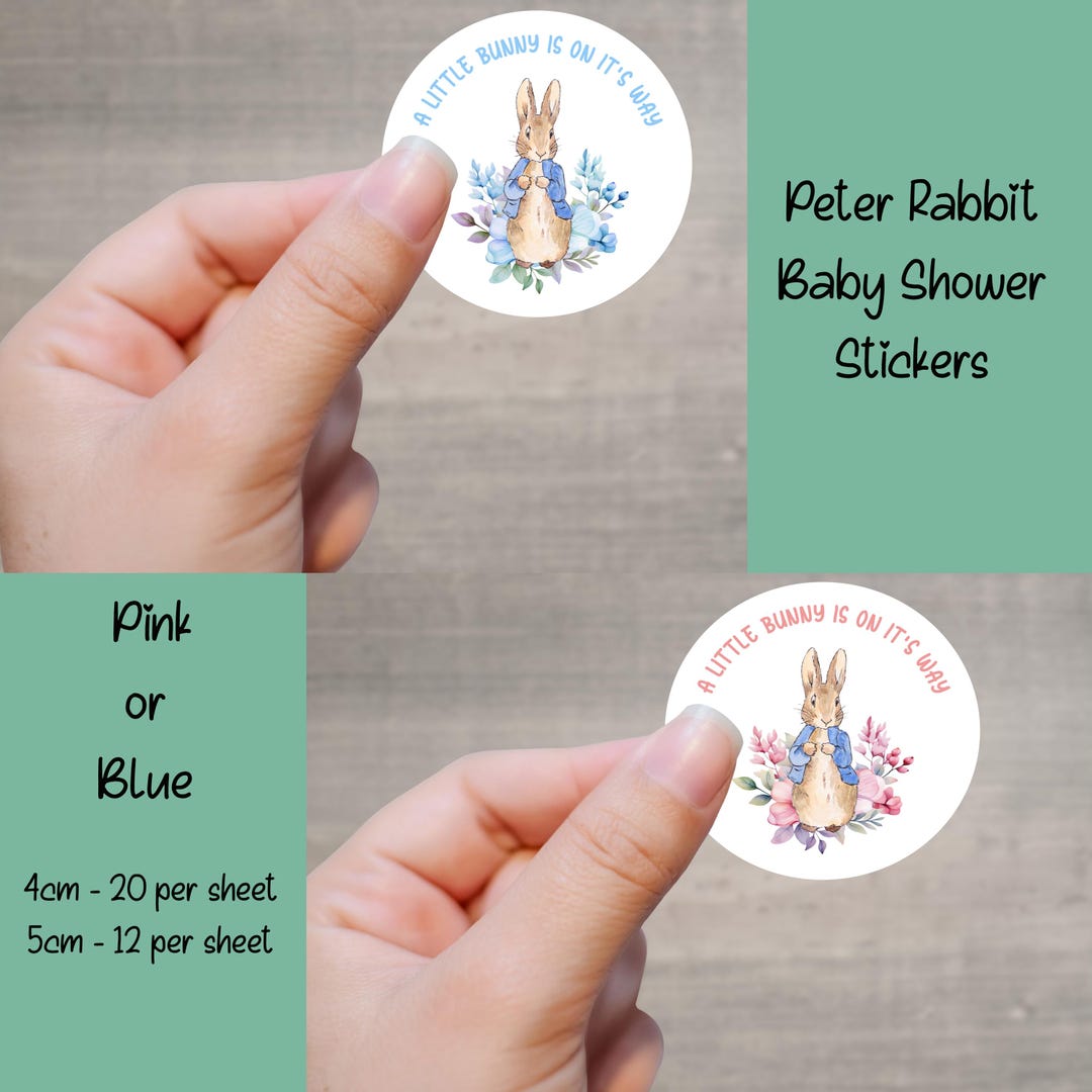 Peter Rabbit Classic Baby Shower Stickers - Gift Present Boy Girl Pink ...