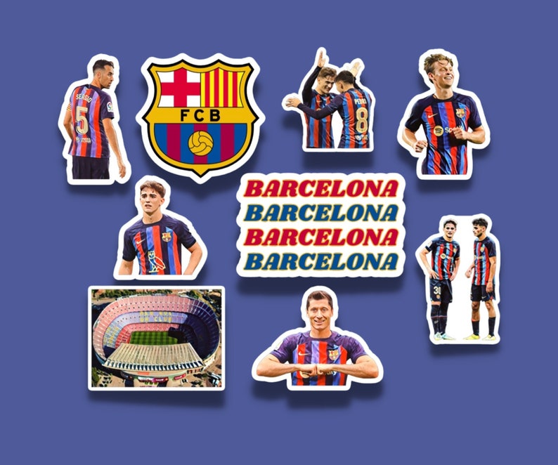 Barcelona FC Sticker Pack 9 Pack of Stickers, Gavi, Sergio Busquets, De ...