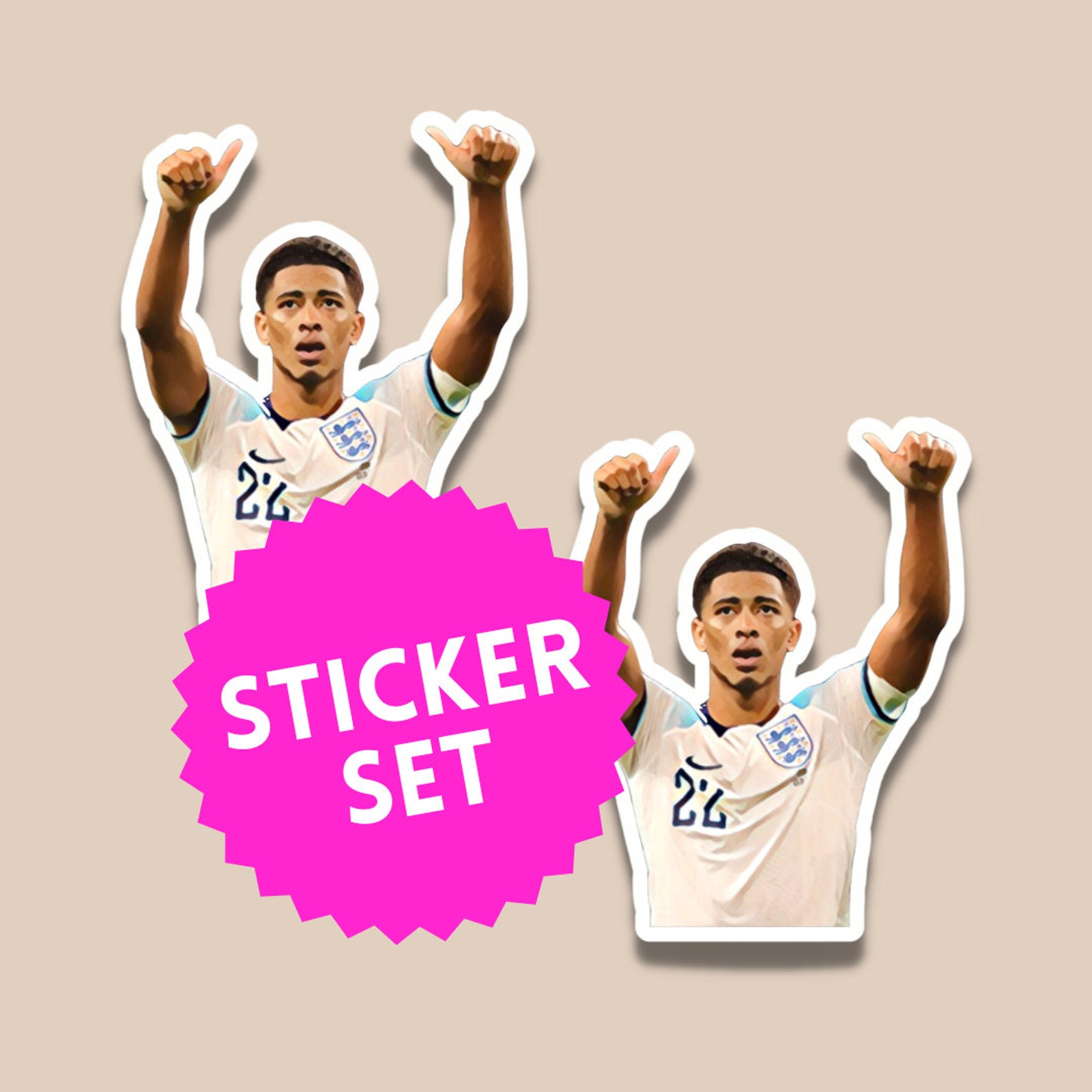 Jude Bellingham Sticker Set Choose Your Set Size: 2, 3, or 4 Stickers, Glossy, 3 Inches in ...