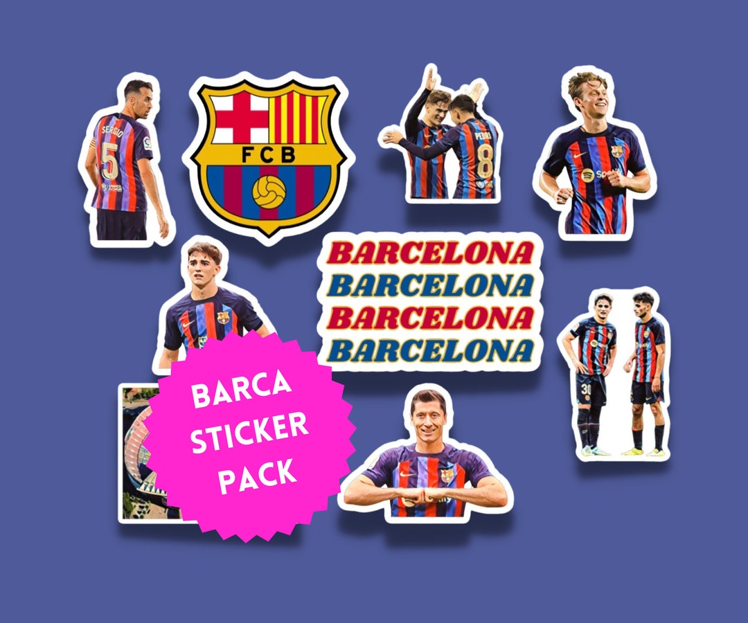 Barcelona FC Sticker Pack 9 Pack of Stickers, Gavi, Sergio Busquets, De ...
