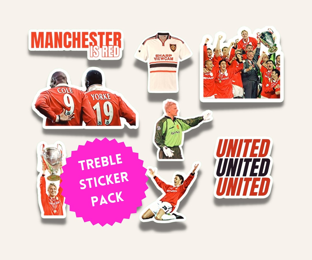 Manchester United 99 TREBLE Sticker Pack 9 Pack of Stickers, Ole, Cole ...