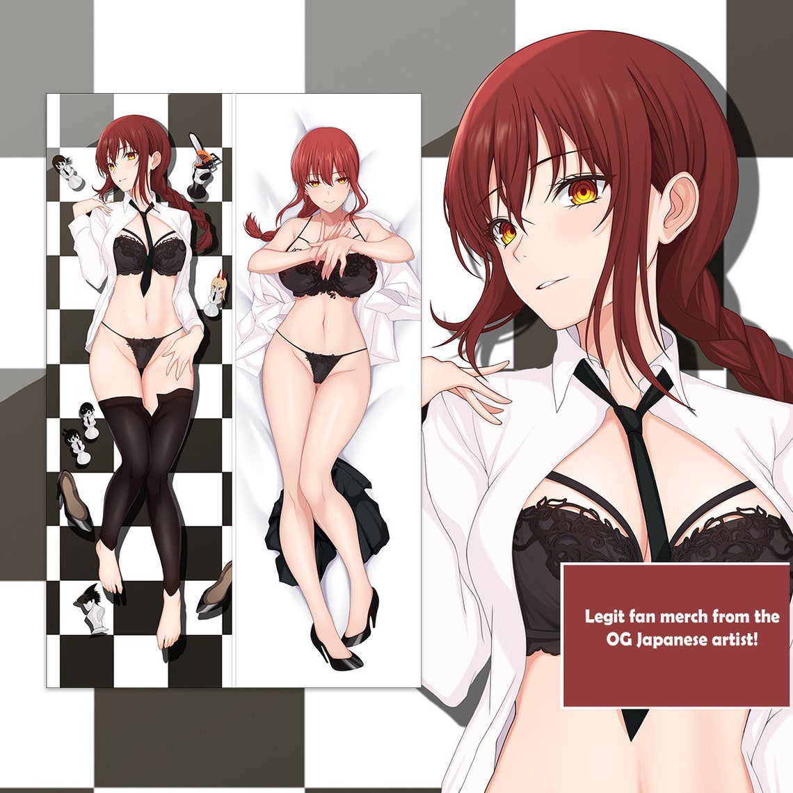 Makima Body Pillow Cover Dakimakura Original Artist Fan Etsy Australia