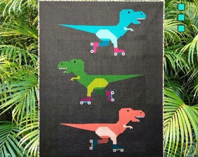 Dinorama - T-rex on Roller Skates Quilt Pattern Booklet - by Art East ...