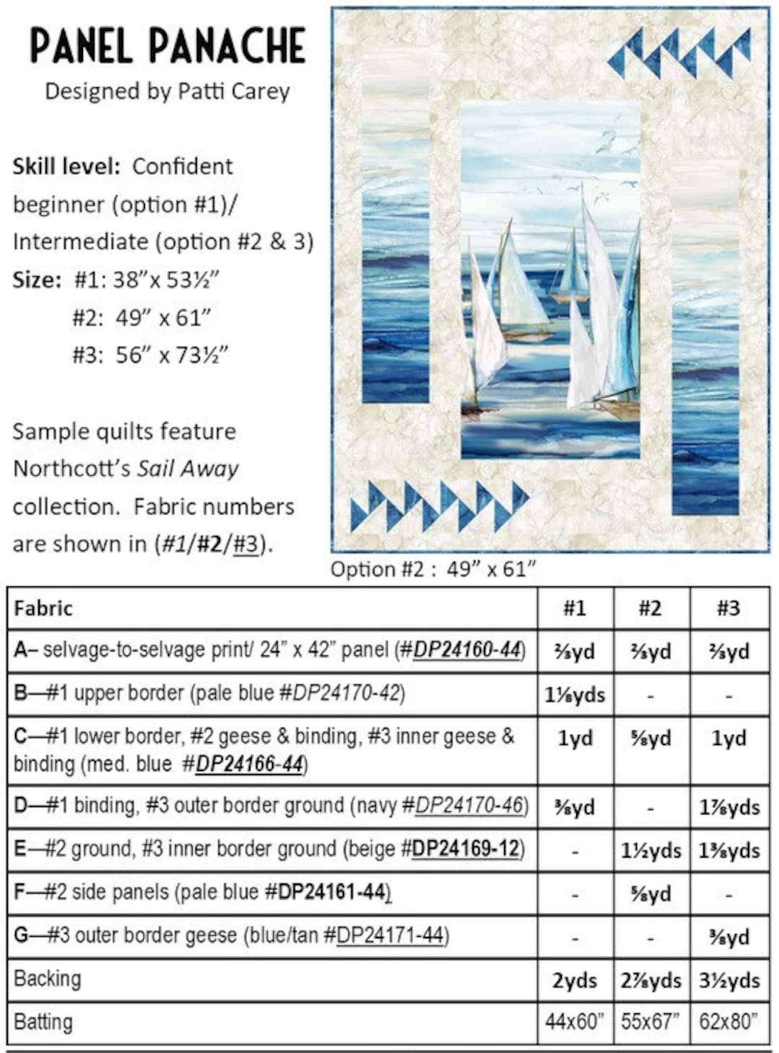 Panel Panache - Quilt PATTERN - by Patti's Patchwork - 3 Options ...