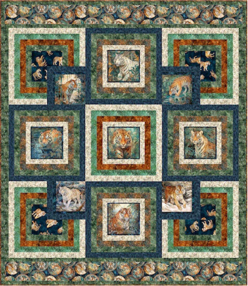 Steps of the Tiger - Quilt PATTERN - Pine Tree Country Quilts - 64" X 74" - Features Eye of the ...