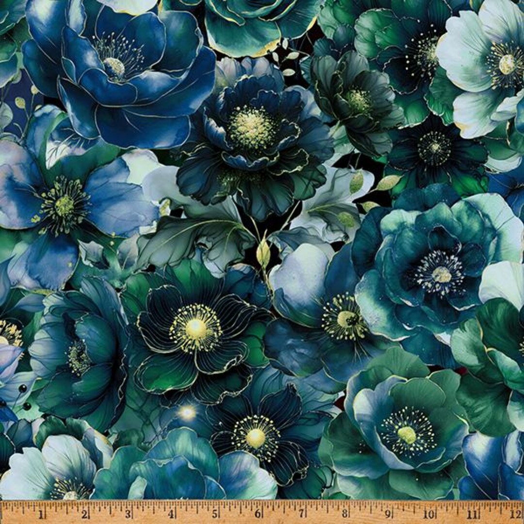 Hoffman Midnight Flora – Mallard Floral – Large Elegant Flowers With ...