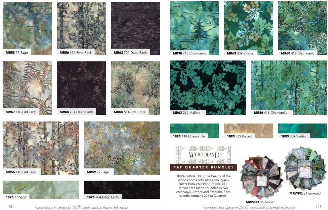Woodland Batiks - Queen Anne's Lace, Brown/blue - by Mckenna Ryan for ...
