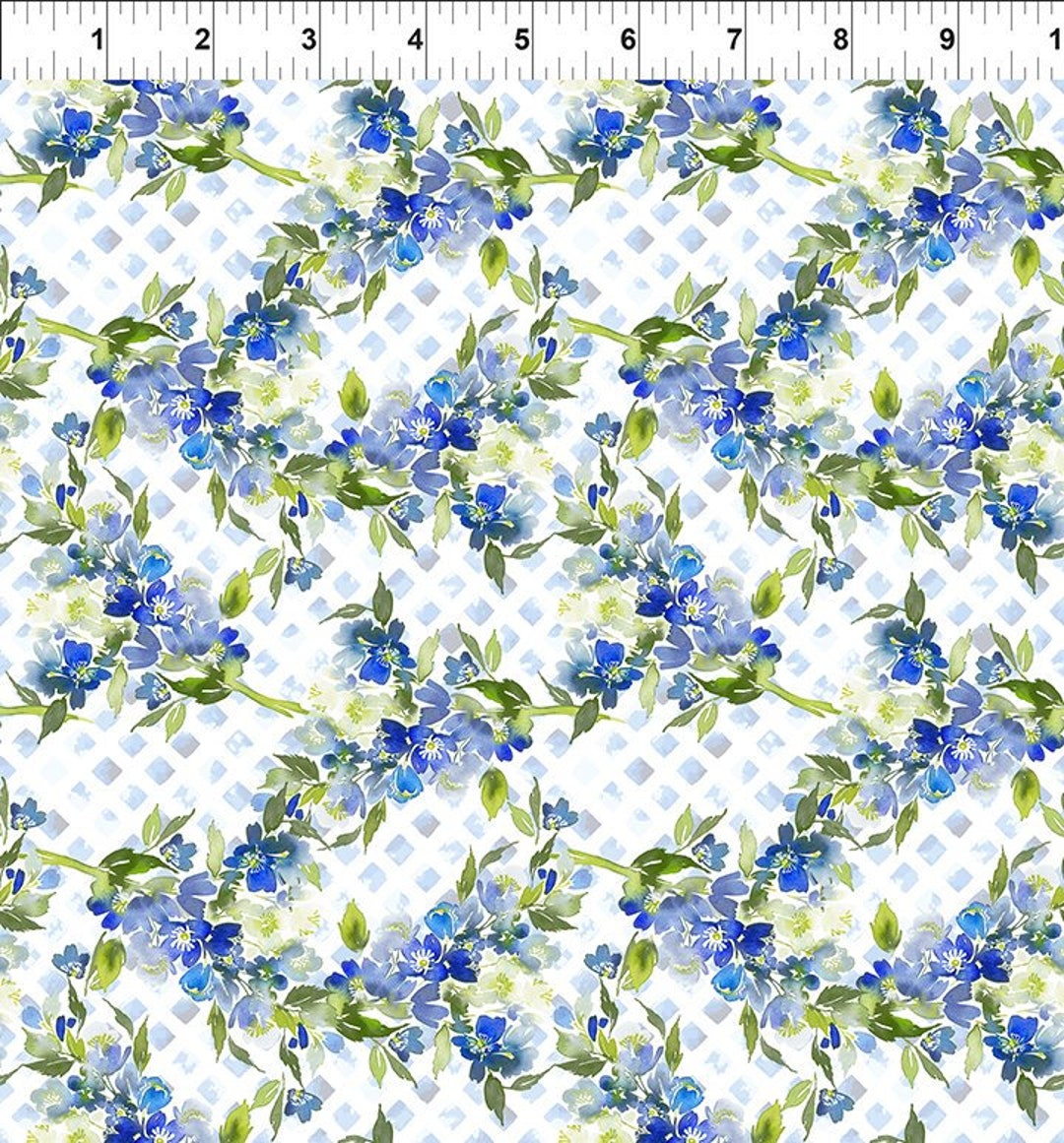 Victoria Blue Flowers per Yard Jason Yenter in the Beginning Floral ...
