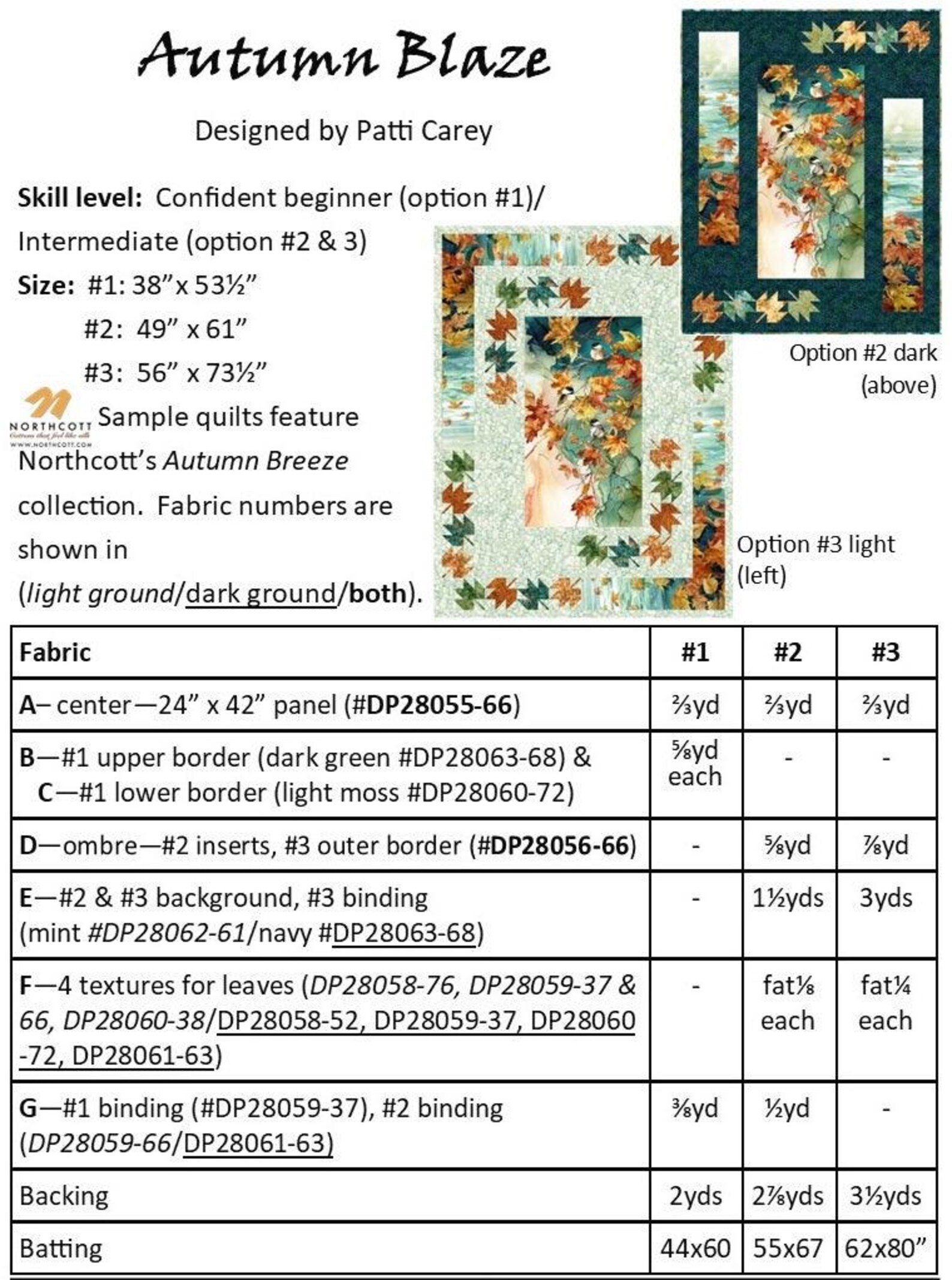 Autumn Blaze - Quilt PATTERN - by Patti's Patchwork - Multiple Sizes ...