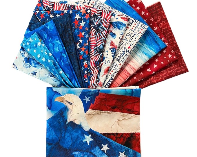 Patriot - Fat Quarter Bundle + Panel! - (11) Fat Quarters + (1) 36" X ...