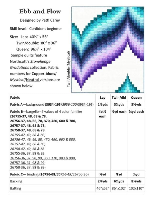 Ebb and Flow - Quilt PATTERN - by Patti's Patchwork - Multiple Sizes ...