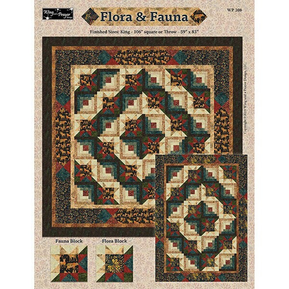 Flora & Fauna - Quilt PATTERN - by Wing and a Prayer - King 106" X 106 ...