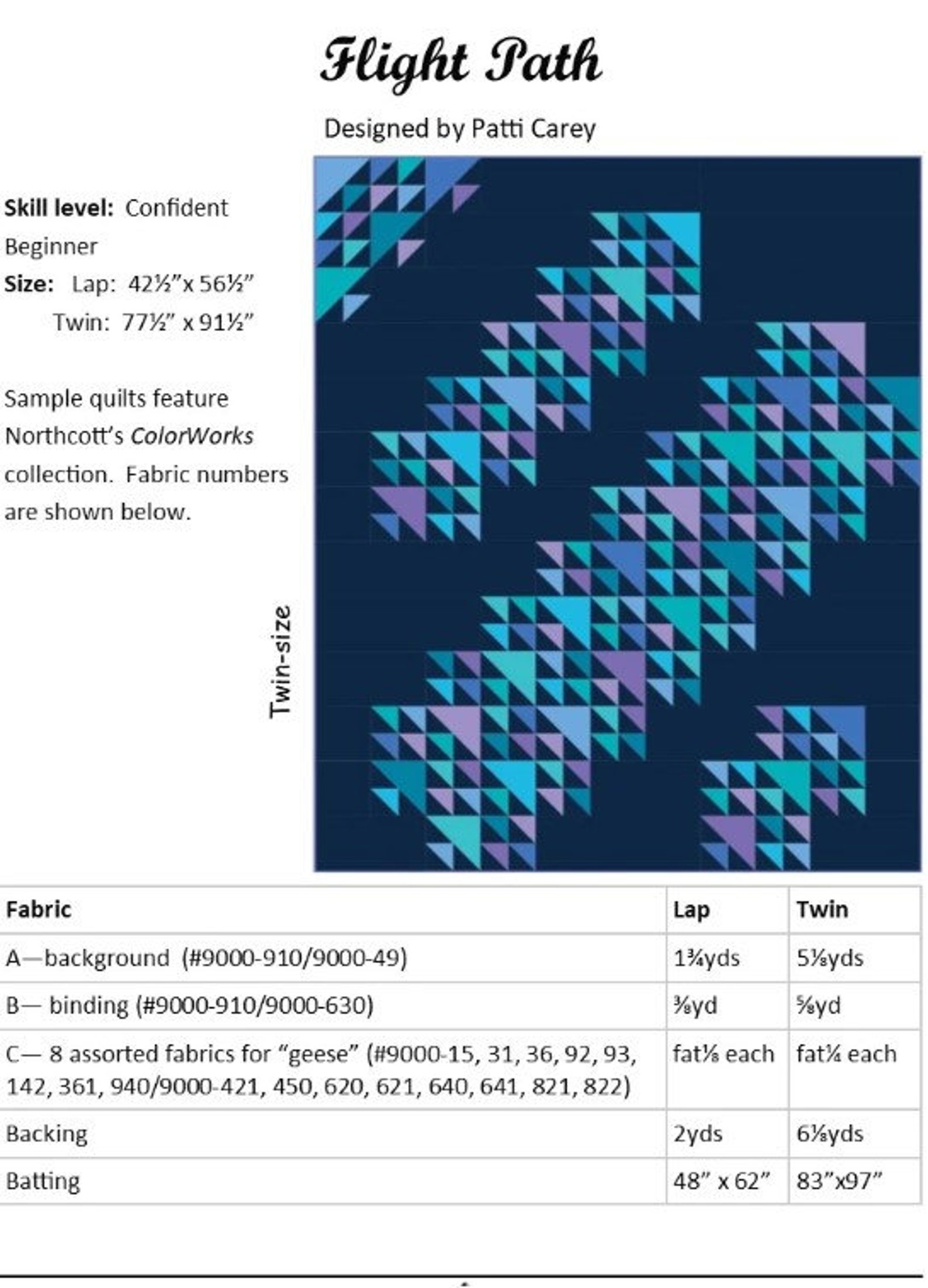 Flight Path Quilt PATTERN by Patti's Patchwork Flying Geese Fat Quarter ...