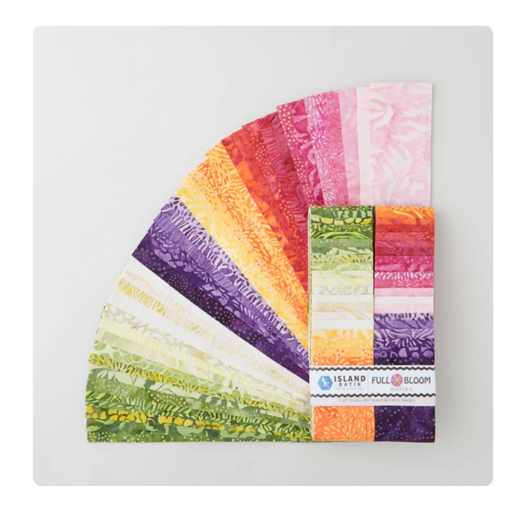 Full Bloom Batiks Strip Pack Jelly Roll 40 2 1/2 X 43 Strips by Island ...