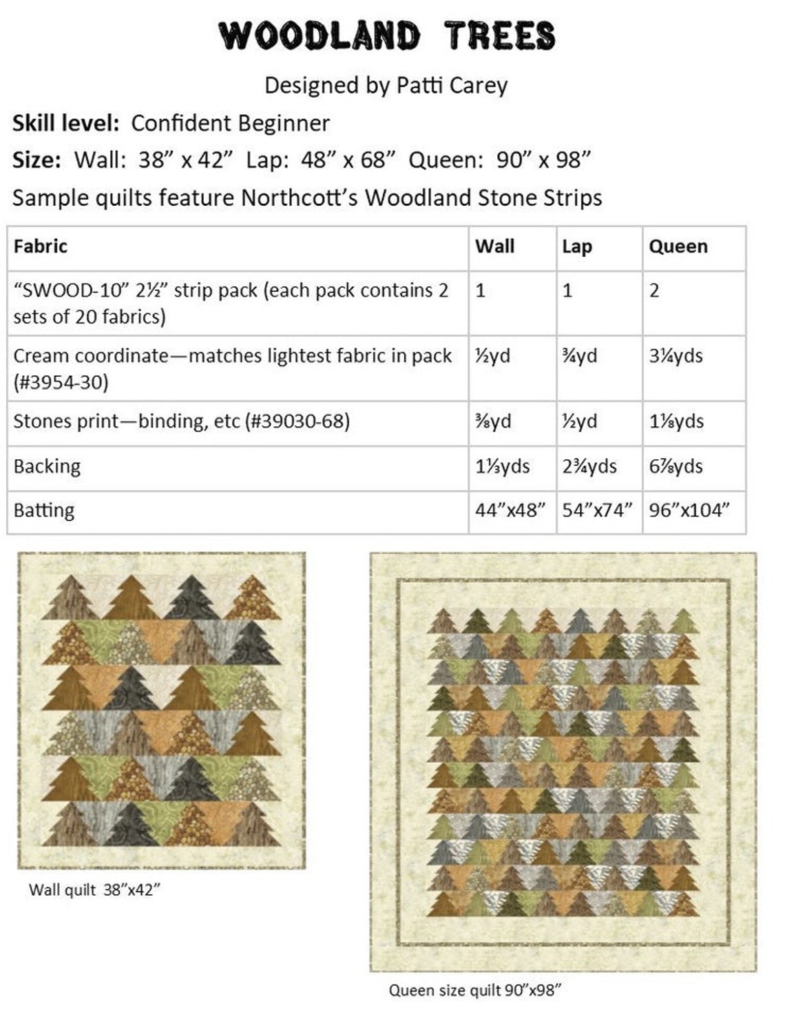 Woodland Trees- Quilt PATTERN - by Patti's Patchwork - Trees - Jelly ...