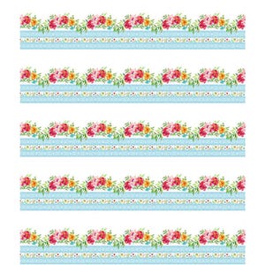 Watercolor Beauty Border Strip - Multi Colored Flowers, in the ...