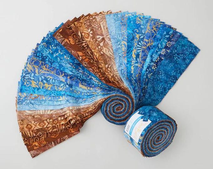Java Batiks Ocean Strips - Jelly Roll - (40) 2.5" Strips - by Maywood Studios - Shades of Blue ...