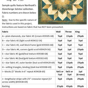 Solstice Star - Quilt PATTERN - by Patti's Patchwork - Multiple Sizes ...