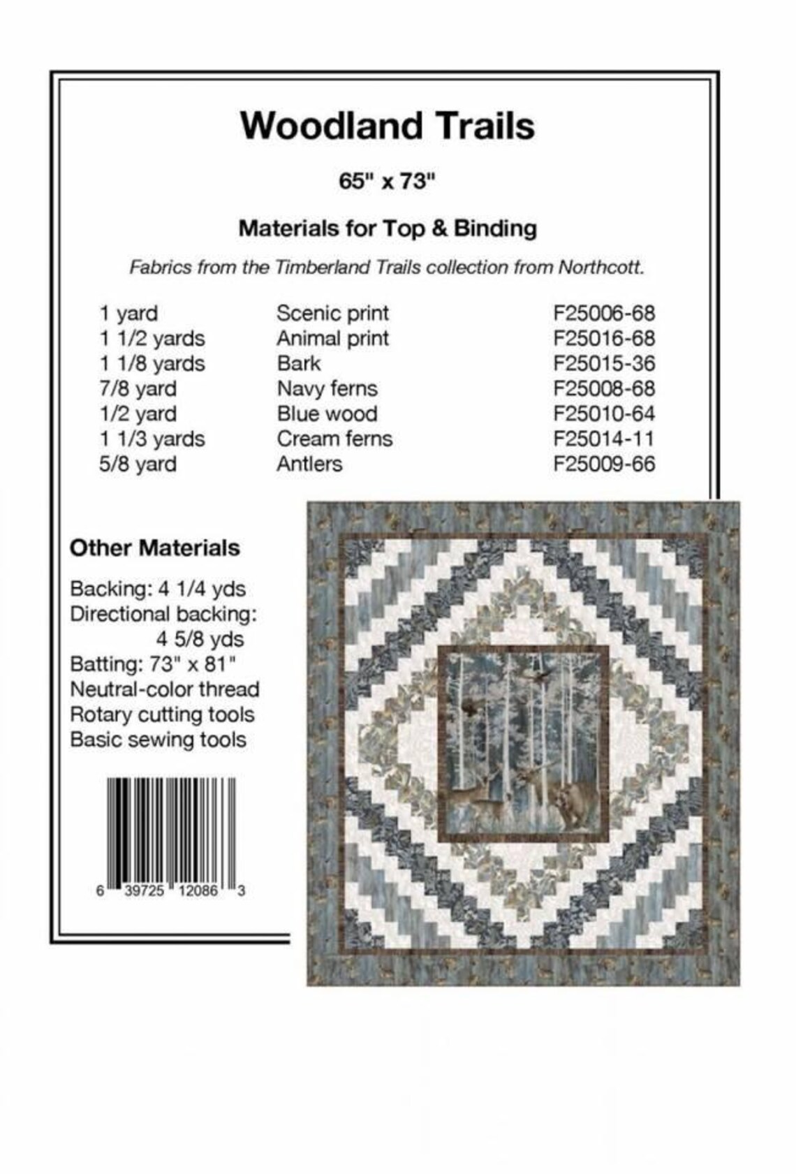 Woodland Trails - Quilt PATTERN - Pine Tree Country Quilts - 65" X 73 ...