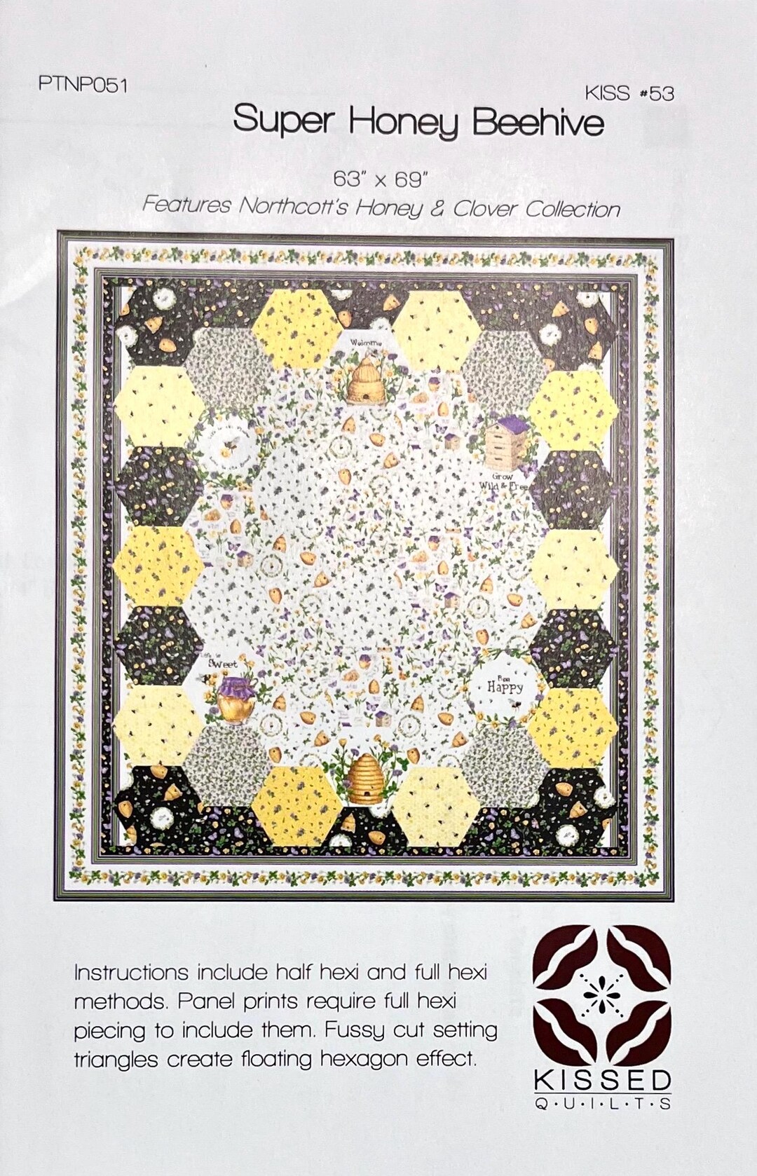Super Honey Beehive - Quilt PATTERN - by Kissed Quilts - 63" X 69" - Layer Cake Friendly ...