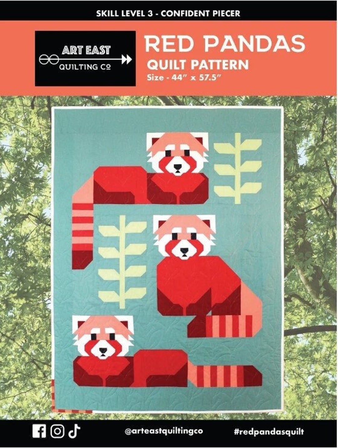 Red Pandas Quilt Pattern Booklet - by Art East Quilt Company - 44” X 57 ...