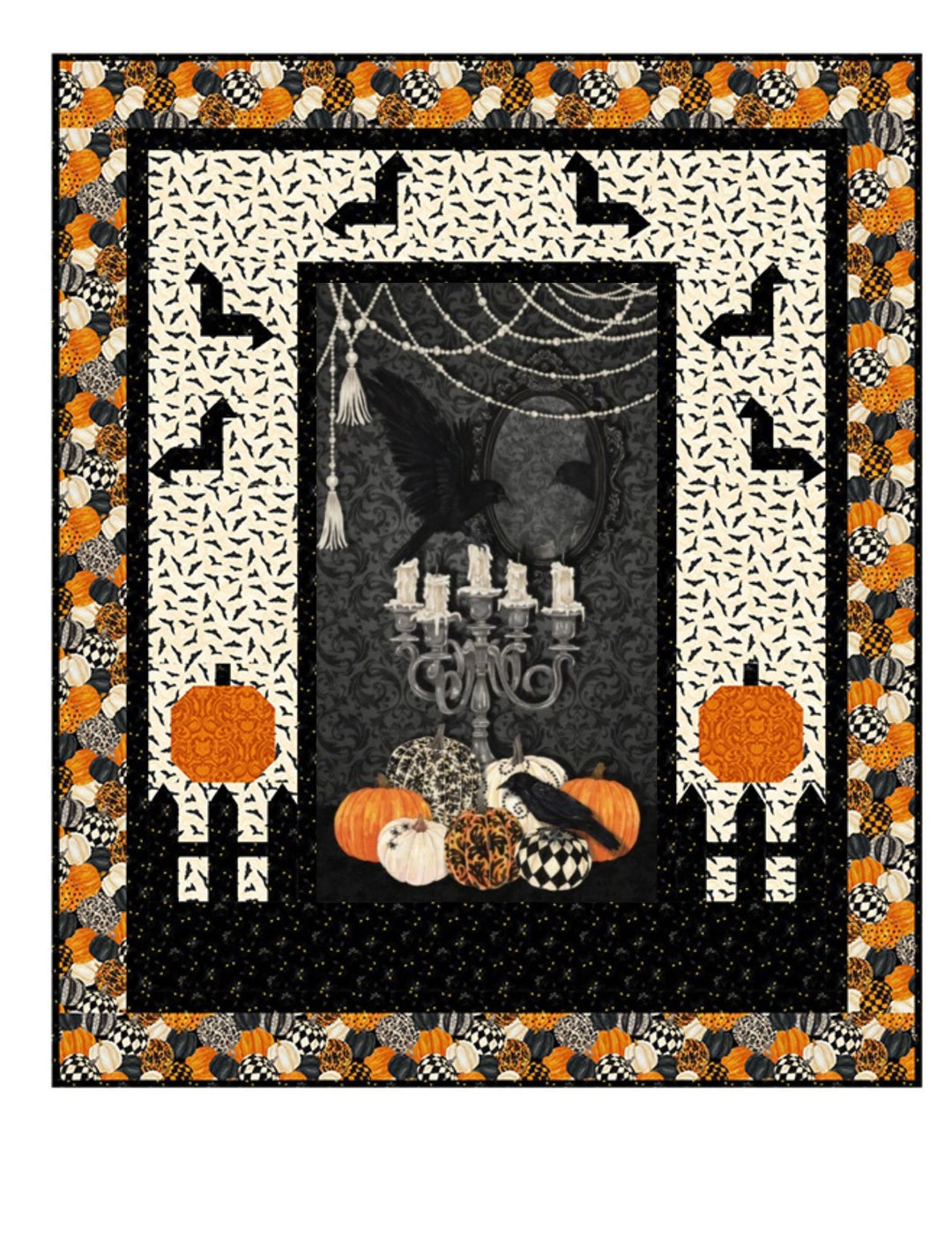 Batty Night Quilt KIT W/ Candelabra RAVEN Panel & Northcott's Hallow's ...