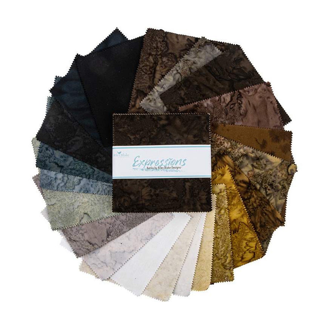 Expressions Batiks Shades of Brown & Black 5" Stacker - Batik Charm ...