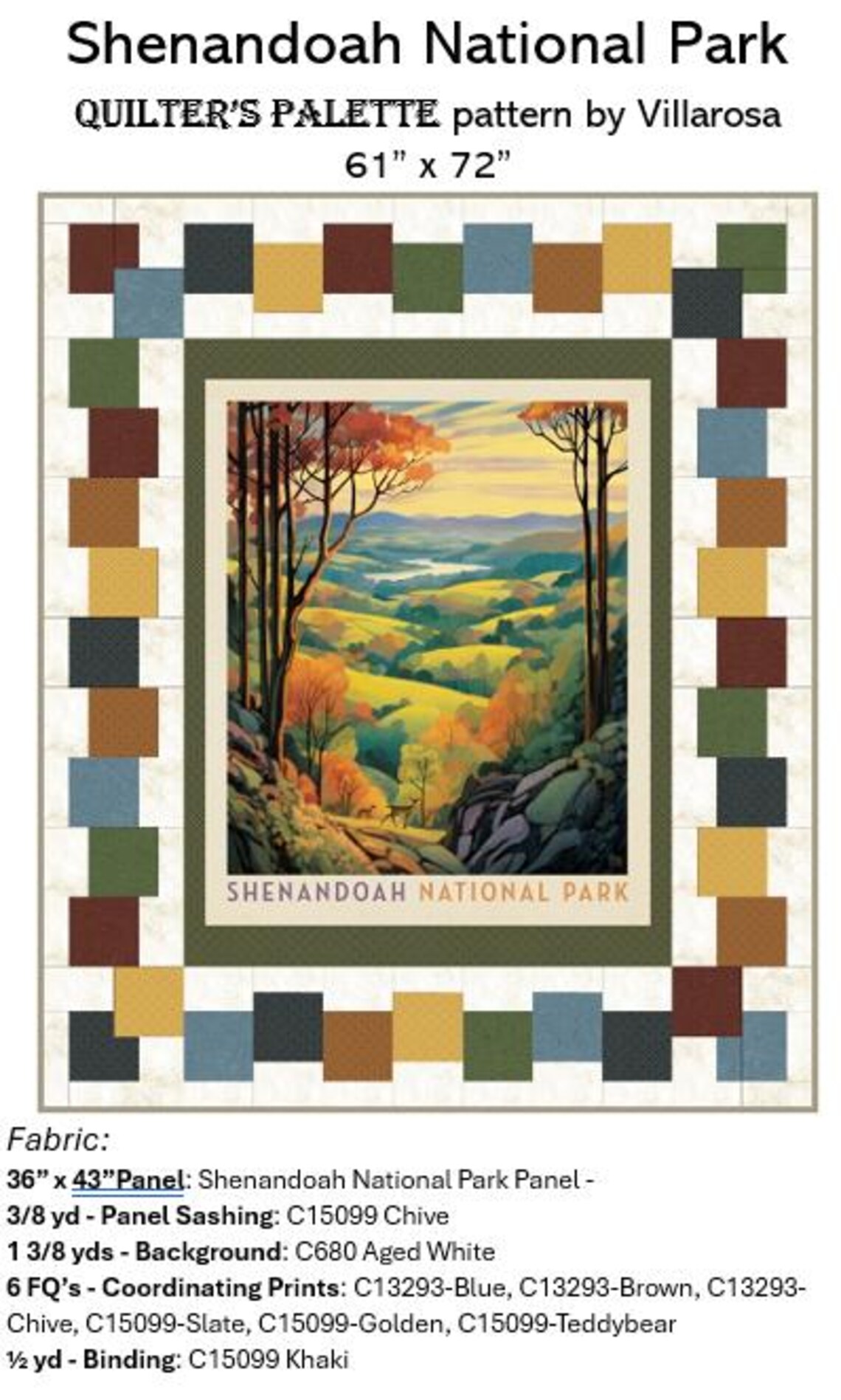 Shenandoah National Park Quilt KIT - Features National Parks Panel by ...