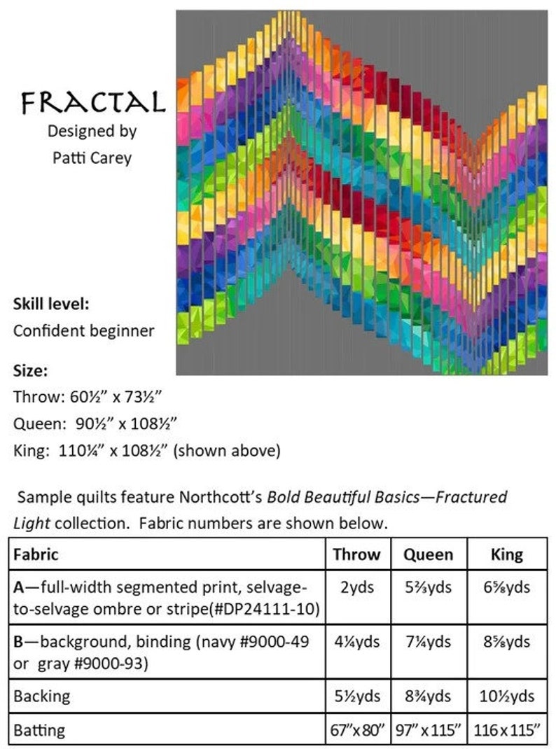 Fractal - Quilt PATTERN - by Patti's Patchwork - Bargello - Multiple ...