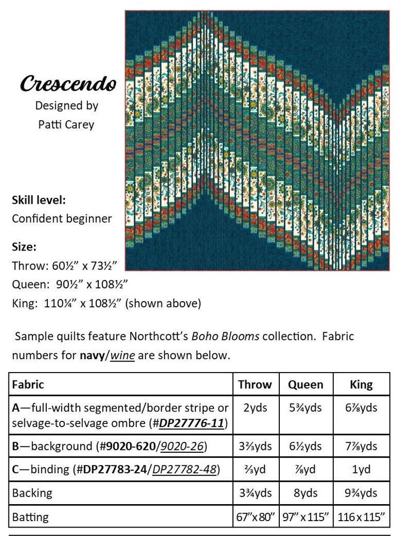 Crescendo - Quilt PATTERN - by Patti's Patchwork - Multiple Sizes ...