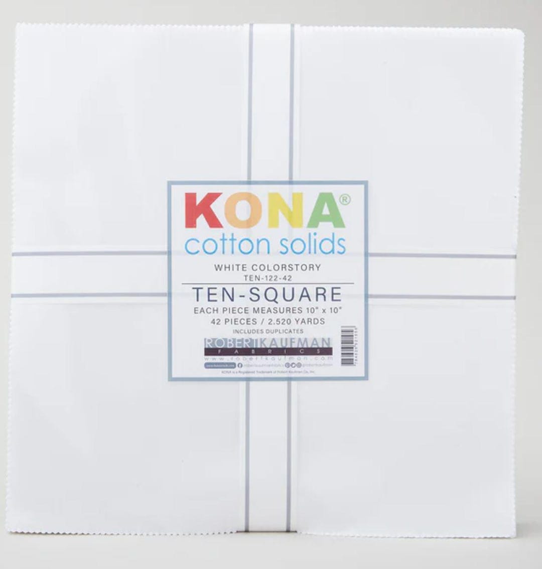 Kona Cotton Solids White Ten Squares Layer Cake 42 10 Squares by Robert ...