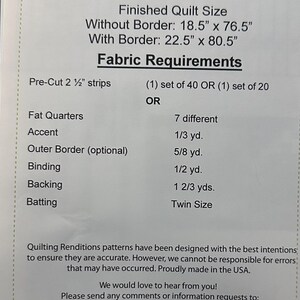 Move Over Bed Runner - Quilt PATTERN - by Quilting Renditions ...