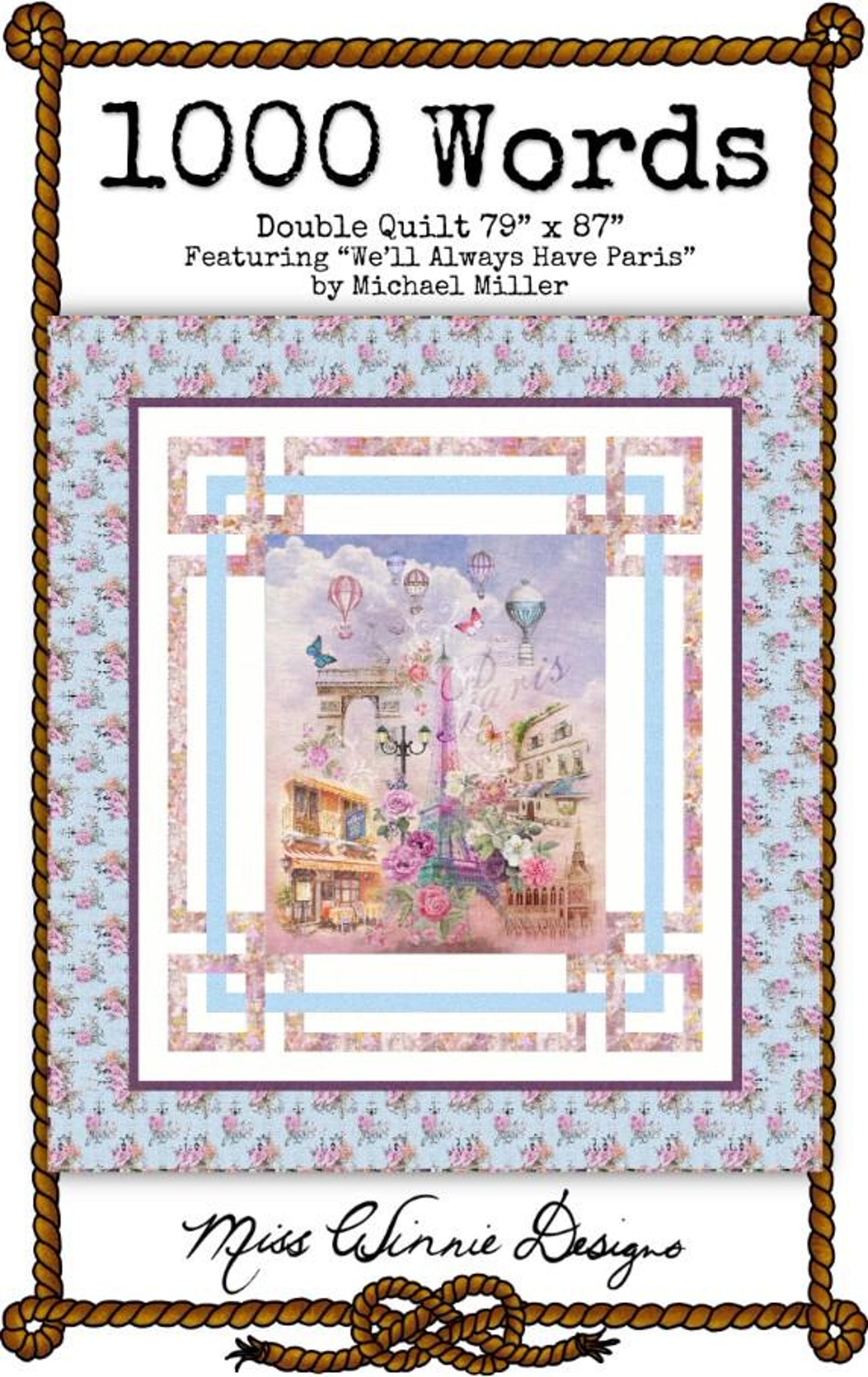 1000 Words - Panel Quilt PATTERN - by Miss Winnie Designs - Includes ...