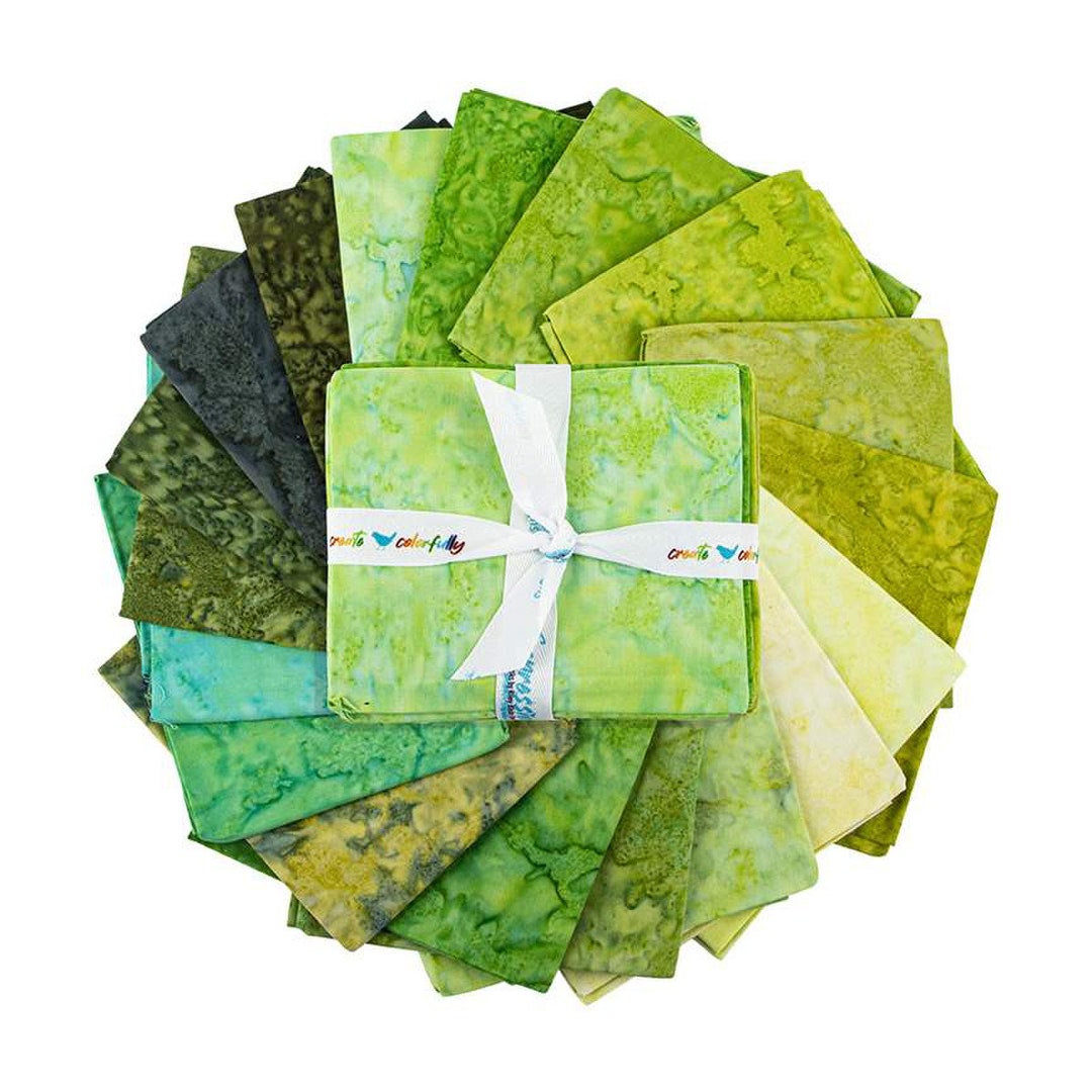 Expressions Batiks Shades of Green Fat Quarter Bundle - (18) 18" X 22 ...