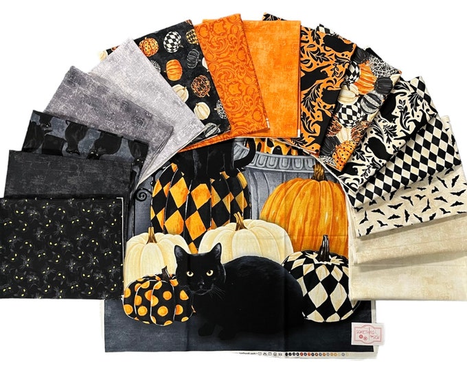 Hallow's Eve Fat Quarter Bundle + PANEL! - 15 Fq's + 24" Cat Panel -by ...