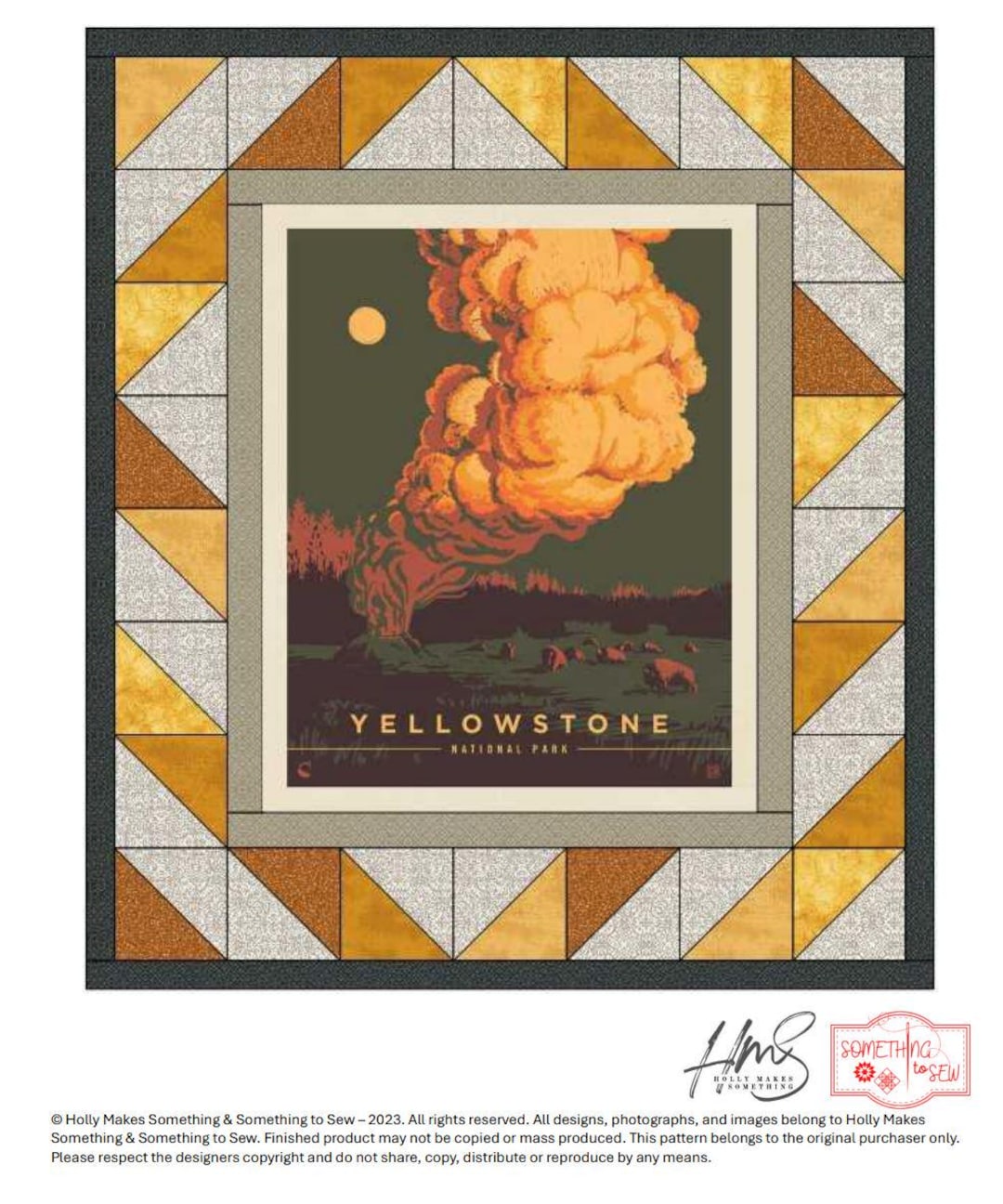 DIGITAL DOWNLOAD - Yellowstone National Park Quilt - Quilt PATTERN - by ...