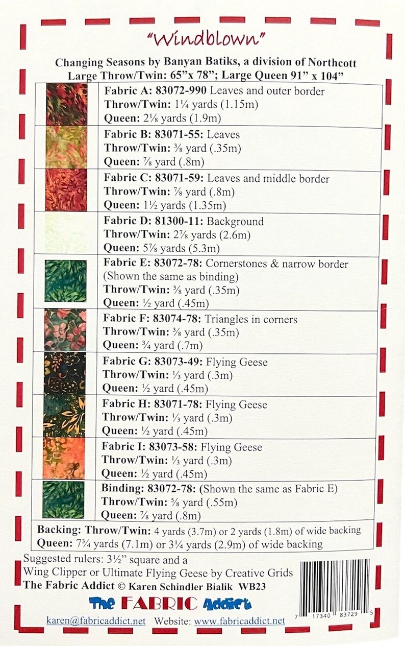 Windblown - Quilt PATTERN - by the Fabric Addict - Multiple Sizes ...