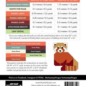 Red Pandas Quilt Pattern Booklet - by Art East Quilt Company - 44” X 57 ...