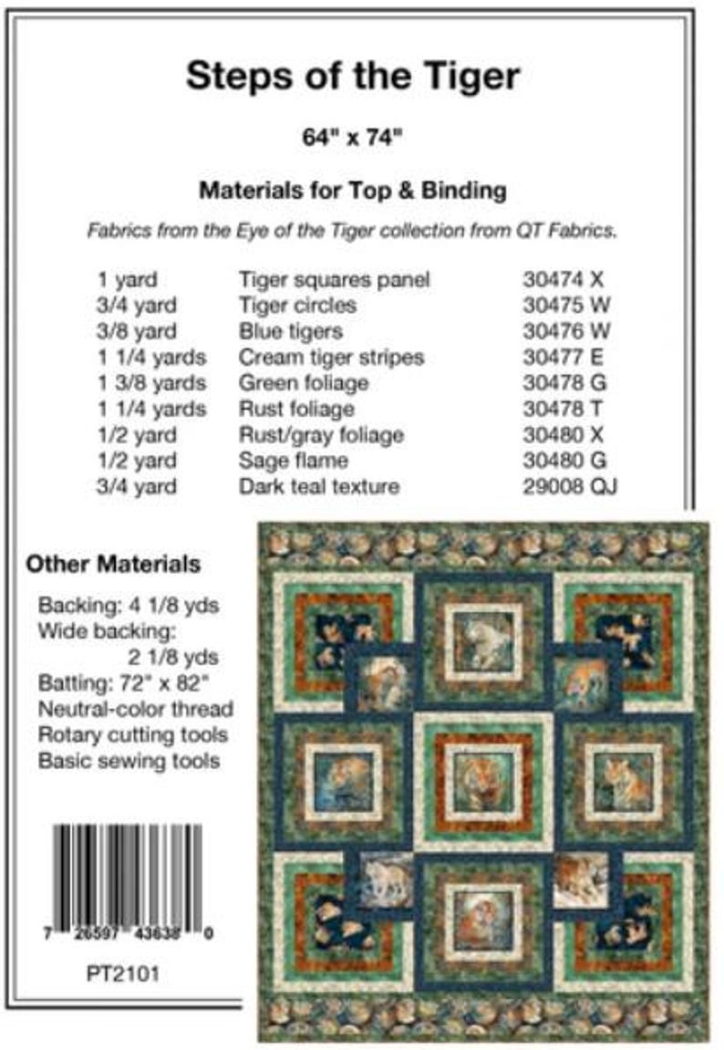 Steps of the Tiger - Quilt PATTERN - Pine Tree Country Quilts - 64" X ...