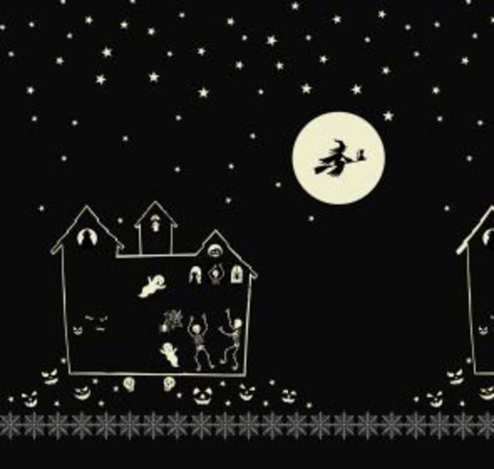 Haunted House - Double Edge Border Print - per Yard - by Lewis & Irene ...