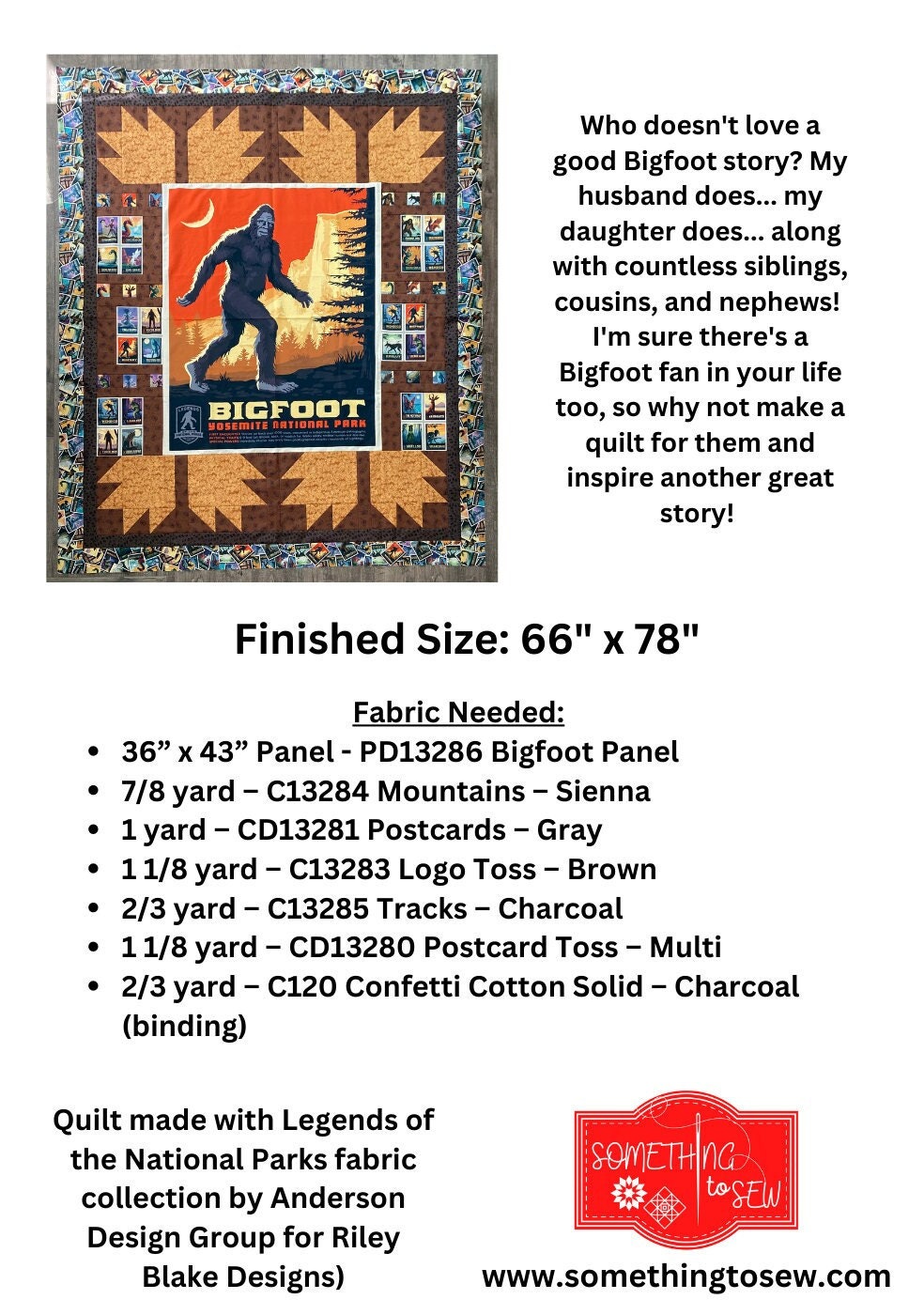 DIGITAL DOWNLOAD - Bigfoot Legends Quilt PATTERN - by Holly Schwager ...