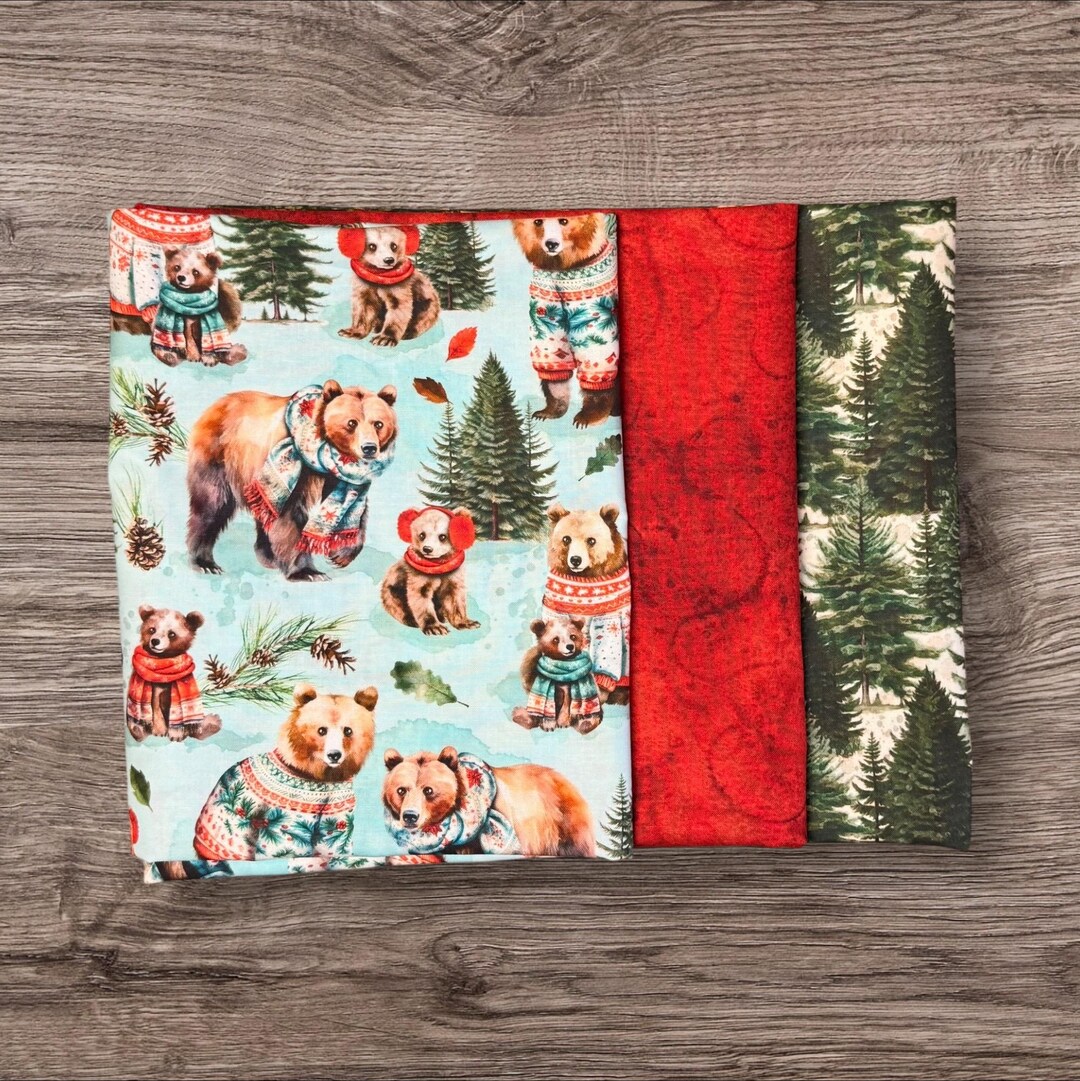 3 Yard Bundle - Featuring Merry Beary Christmas by Camelot - (3) 36" X ...