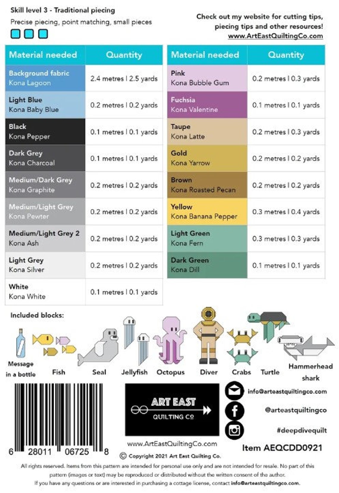 The Deep Dive Quilt Pattern Booklet - by Art East Quilt Company - 9 ...