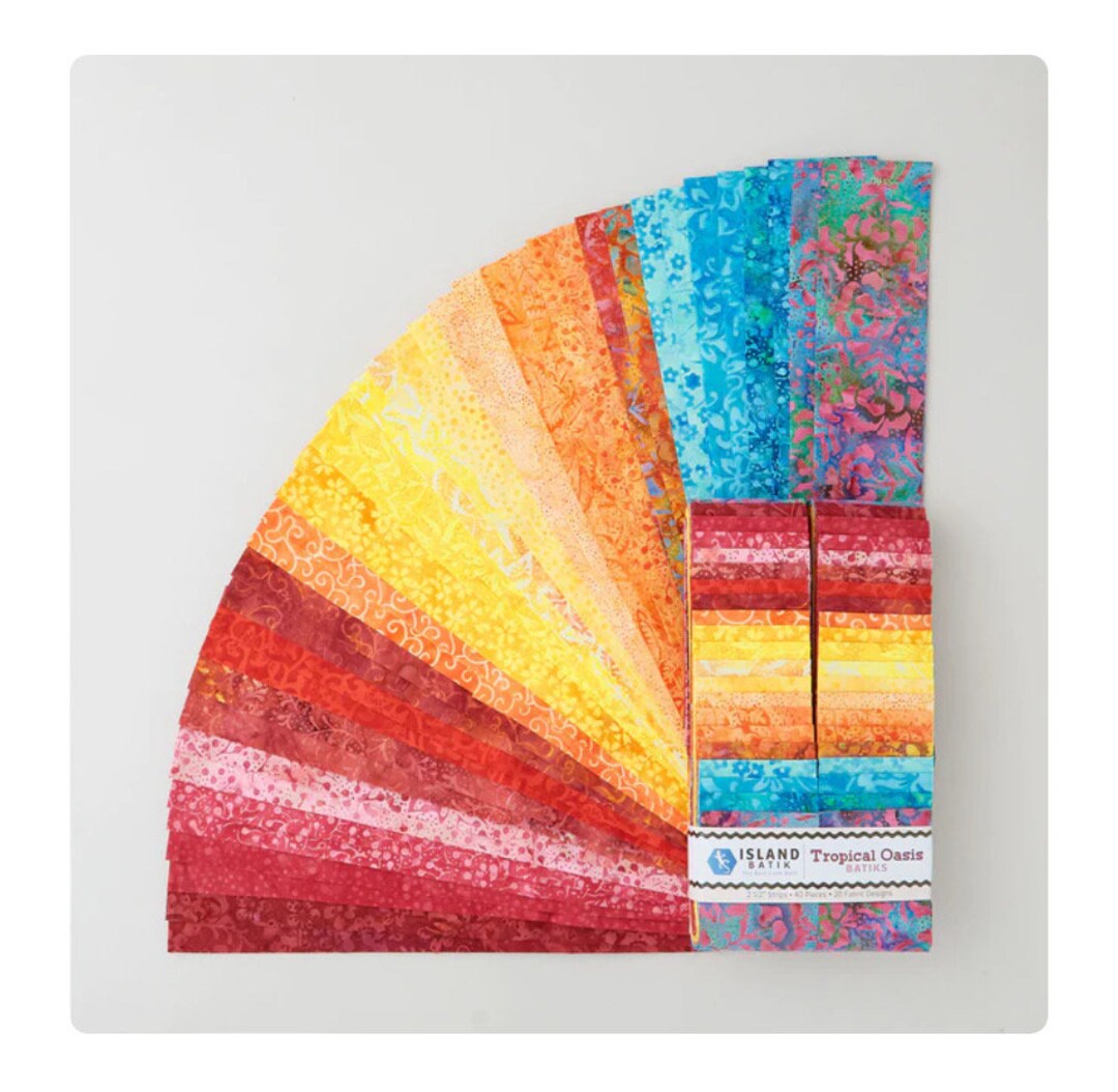 Tropical Oasis Batiks - Strip Pack - Jelly Roll - (40) 2 1/2" X 43 ...